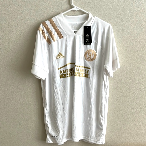 adidas | Shirts | Atlanta United Fc White And Gold Jersey | Poshmark